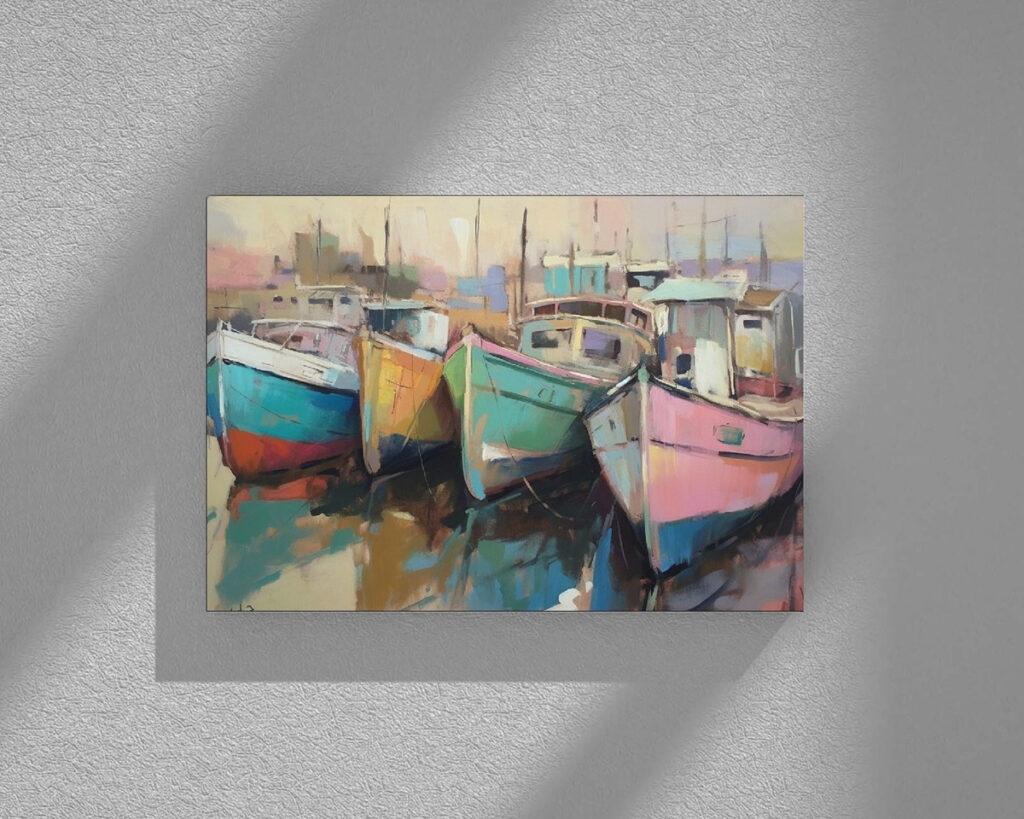 Cuadros Decorativos Exclusivos: Botes Muelle Abstracto | HappyClick